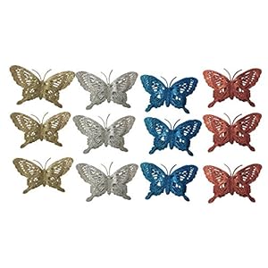 Amazon.com: Craft Butterflies - Glitter Butterfly Clip On - Pack of 12 ...