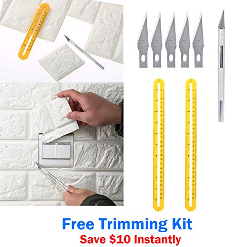 White 3D Brick Wallpaper 20 pcs Faux Brick Textured Effect Background ...