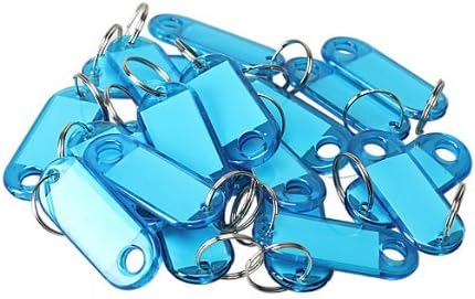OUKIN 100pcs Blue Clear Plastic Key Tags Id Label with Key Chain Tag ...