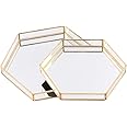 Amazon.com: Koyal Wholesale Gold Glass Mirror Hexagonal Trays Vanity ...