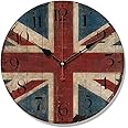 Amazon.com: Telisha Wooden Wall Clock UK British Flag Union Jack Clock ...