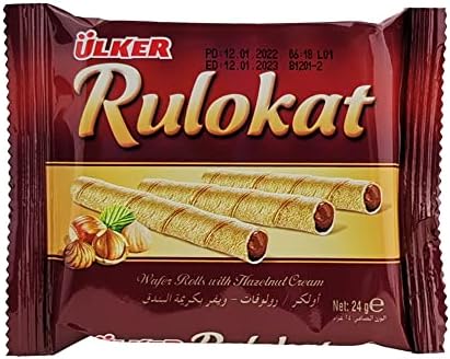 Ulker Rulokat Wafer Rolls with Hazelnut Cream - Pack of 24 x 24 gr ...