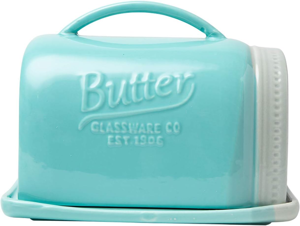 Mason Jar Ceramic Butter Dish with Lid and Handle – Vintage Ceramic ...