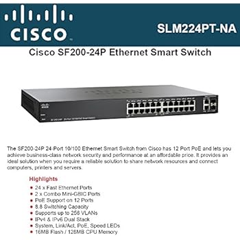Amazon.com: Cisco SF200-24P Smart Switch. SF200-24P SLM224PT-NA 24PORT ...