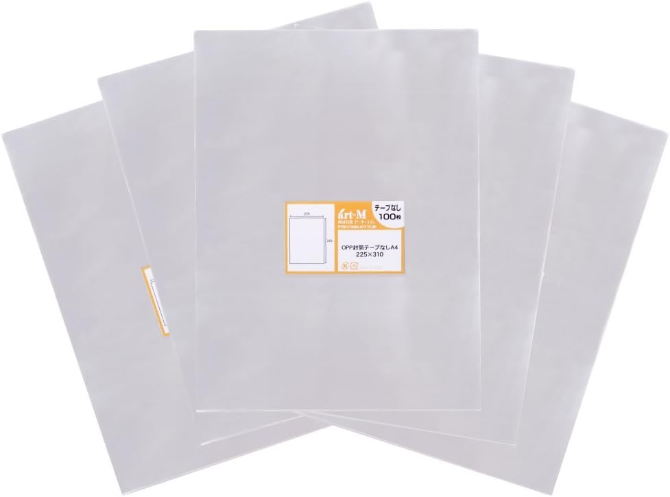 Amazon | 【国産】テープなし A4【 A4用紙 】透明OPP袋（透明封筒）【500枚】30ミクロン厚（標準）225x310mm | 透明封筒 | 文房具・オフィス用品