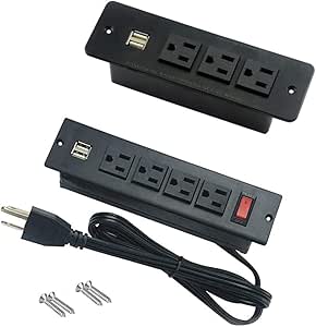 Amazon.com: Conference Recessed Power Strip with USB Desktop Outlets ...