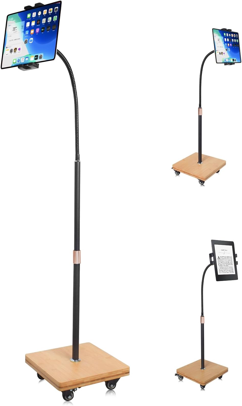 Ipad Stand Floor with Wheels,Adjustable Height Tablet Floor Stand for ...