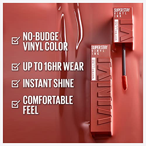MAYBELLINE Super Stay Vinyl Ink Longwear No-Budge Liquid Lipcolor Makeup, Highly Pigmented Color ...
