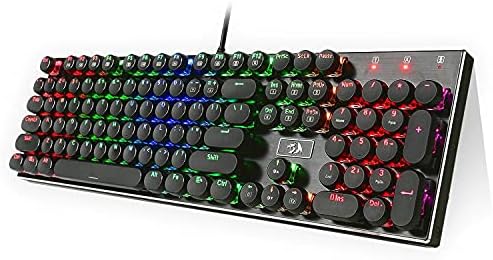 Redragon K556-RK RGB LED Backlit Brown Switches, Retro Vintage Keys USB Typewriter Inspired ...