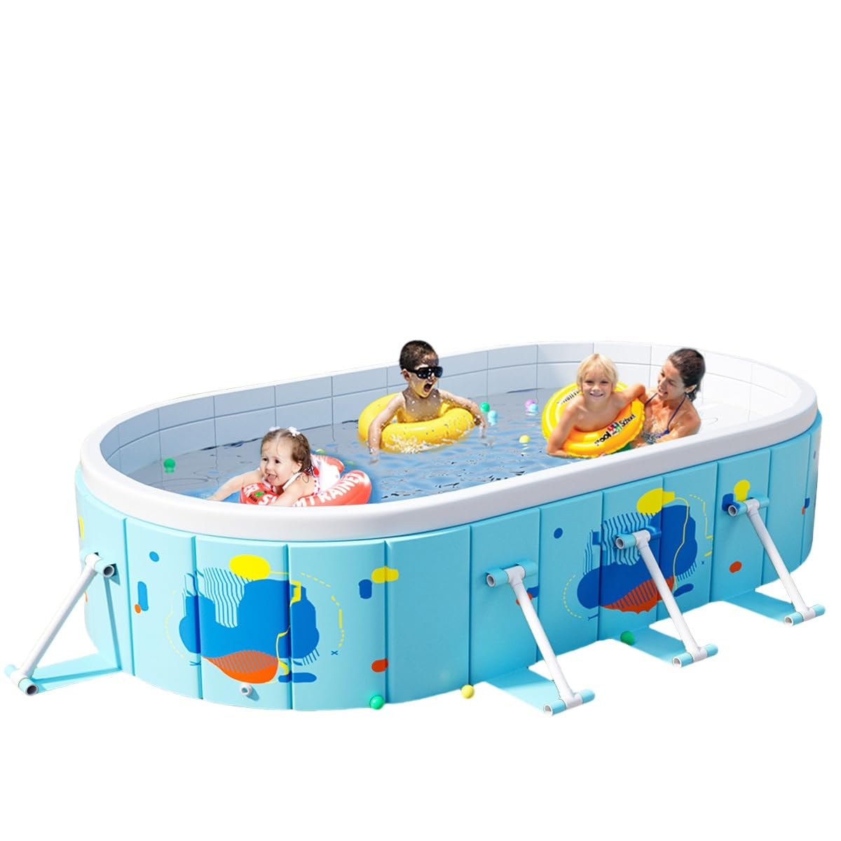 Non-Inflatable Swimming Pool, Portable Kiddie Pool for Kids and Adults ...