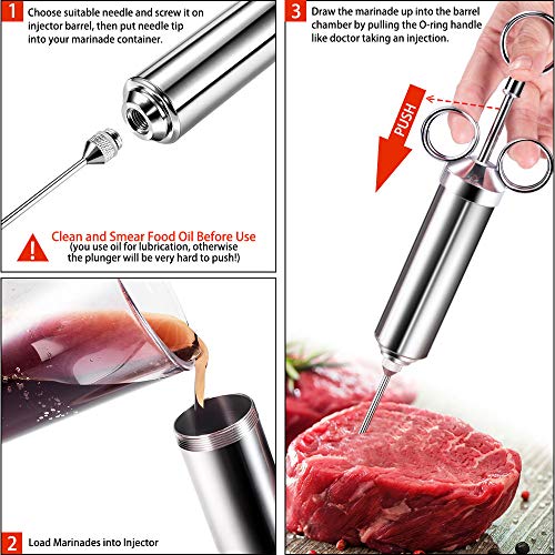 Seasoning Injectors Kit with 2-oz Large Capacity 304 Stainless Steel ...
