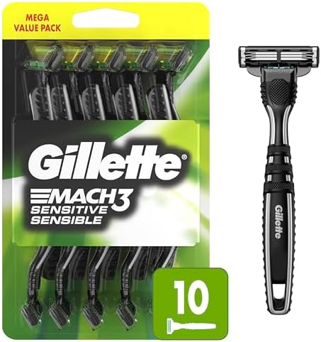 Gillette Mach3 Sensitive Razors for Men, Men’s Disposable Razors ...