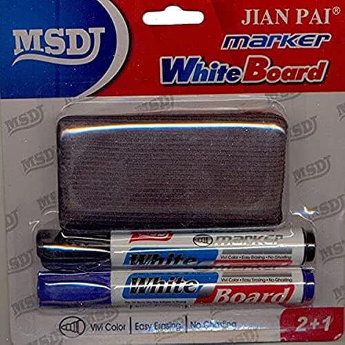 Jian Pai Whiteboard Markers with Eraser (Black and Blue)- Set of 2 ...