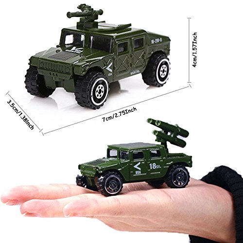 MinYn 6 Pieces Alloy Military Vehicle Mini Diecast Army Car Toys Set ...