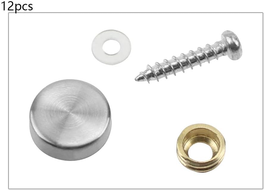 DXLing 12 Pieces Stainless Steel Mirror Nails Screw Cap 16mm Mirror ...