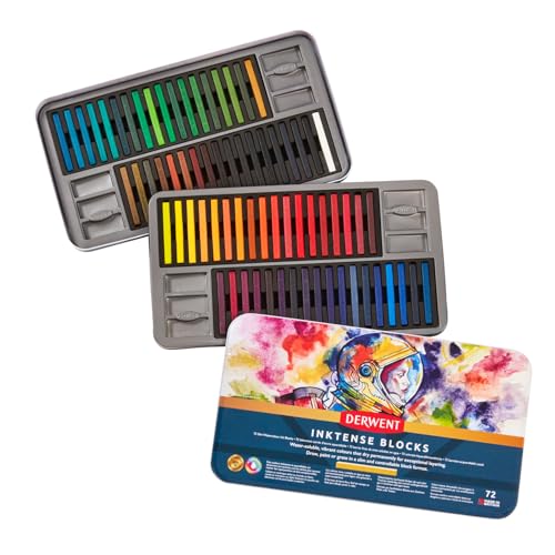 Derwent Inktense Blocks 72 Tin, Set of 72, 8mm Block, Soft Texture ...