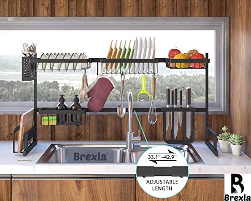 Brexla Length Adjustable Over The Sink Dish Drying Rack (33.1’’~42.9 ...