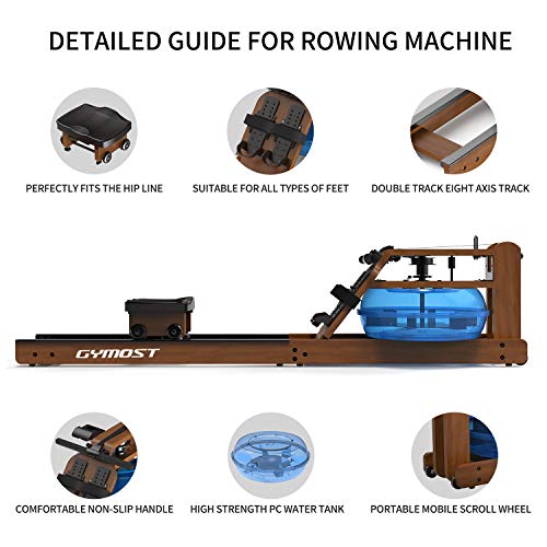 Rowing Machine for Home Use, Oak Solid Wood with LCD Monitor Wooden ...