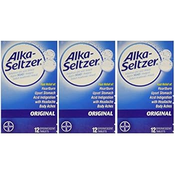 Amazon.com: Alka-Seltzer Original Effervescent Tablets with Aspirin, 12 ...