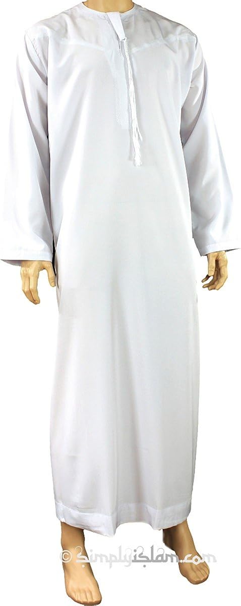simplyislam.com Omani Thobe Thawb No Collar Jubba (White) - Mens - 58 ...