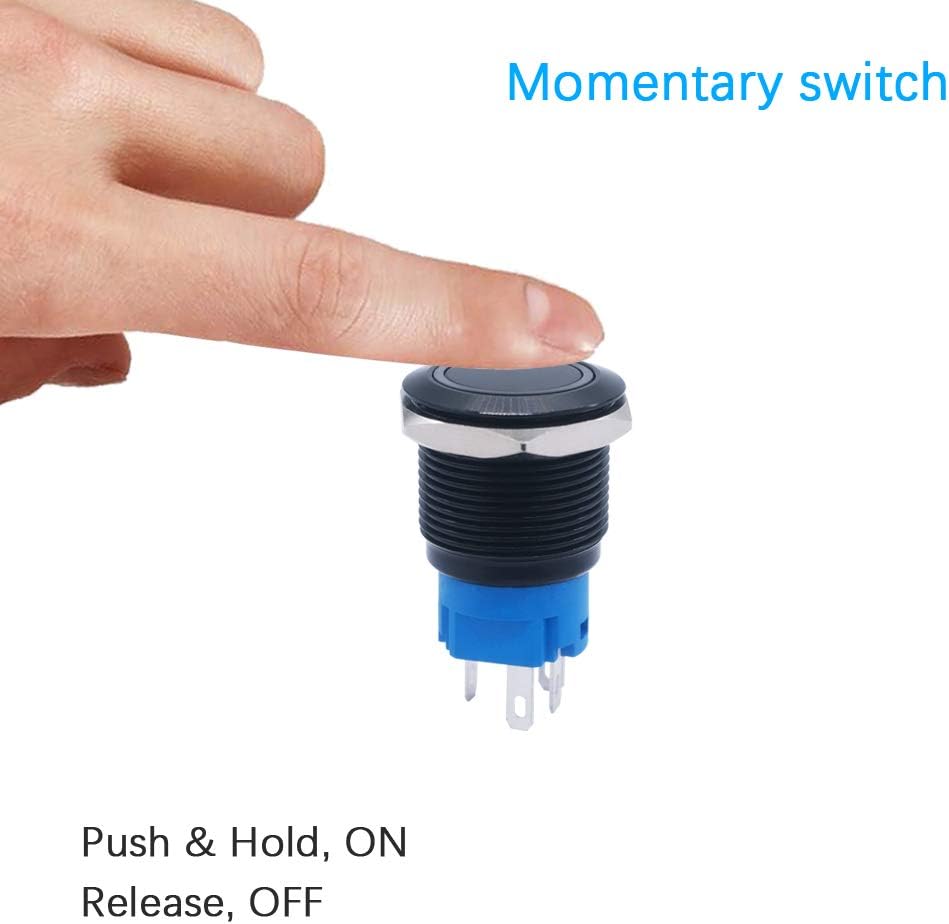 mxuteuk 19mm Momentary Push Button Switch 1 NO 1 NC SPDT ON/OFF Black ...