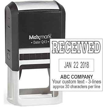 Amazon.com : MaxMark S40 (Large Size) Date Stamp with"RECEIVED" and Custom Text, Self Inking ...