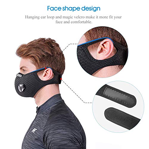 LUOWAN 2 Pcs Adjustable Sports Face Shield with Filters,Protective ...