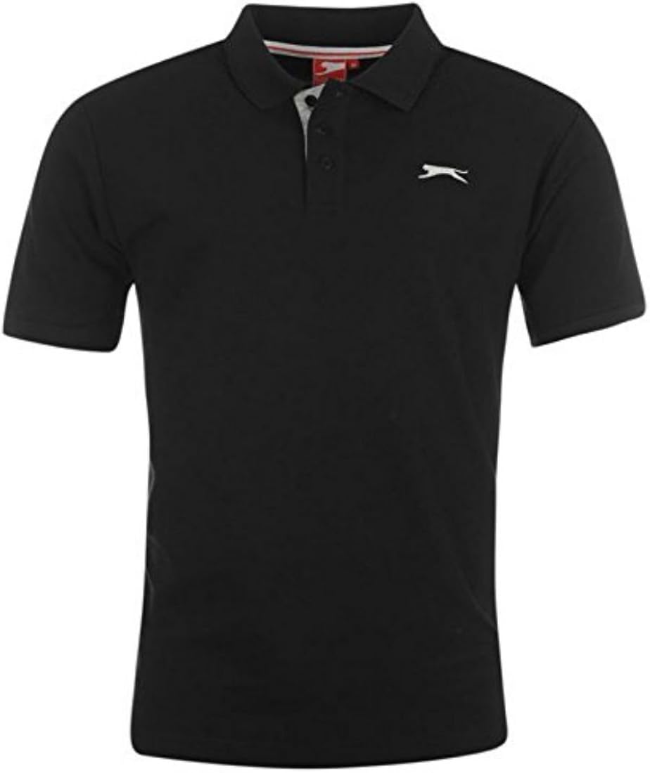 Slazenger Mens Plain Polo Shirt Mens Black L: Amazon.co.uk: Clothing