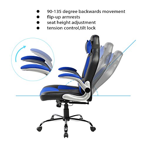 Merax High-back Ergonomic Pu Swivel Chair Computer Desk Lumbar Support ...