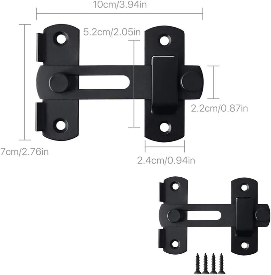 Door Lock Slide Gate Latch 4 inch Stainless Steel Matte Black Tiny Door ...