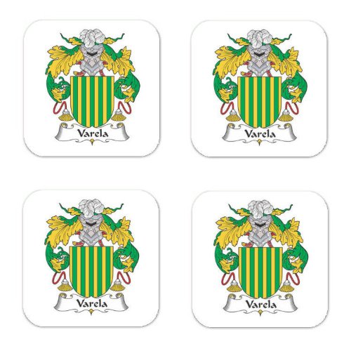 Amazon.com: Varela Family Crest Square Coasters Coat of Arms Coasters ...