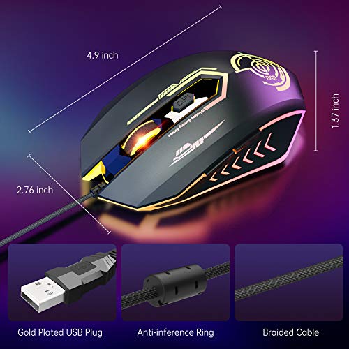 uhuru Gaming Mouse Wired, Laptop Computer Mice with 6 Programmable ...