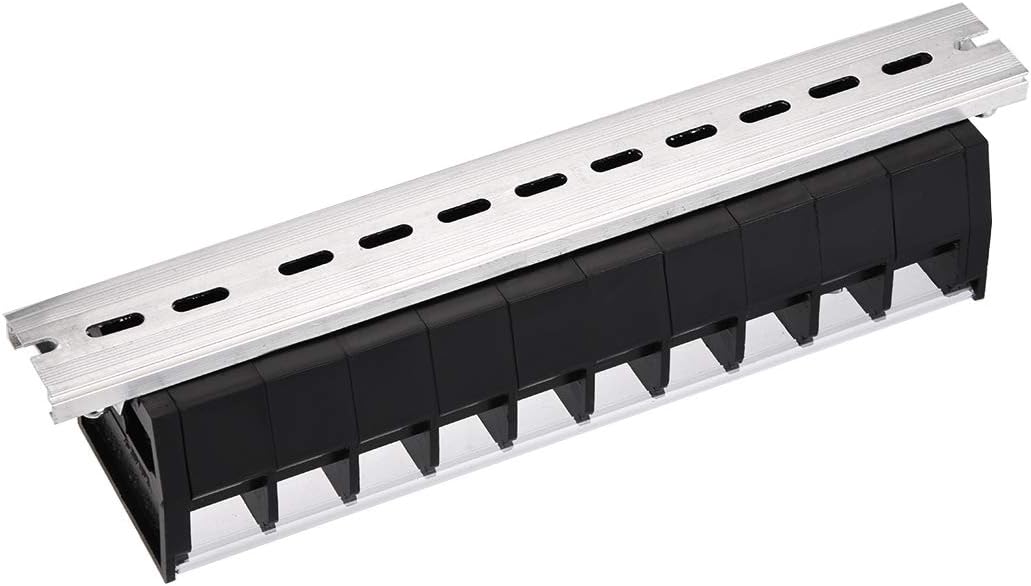 uxcell Barrier Terminal Strip Block 10 Positions 660V 60A Dual Rows DIN Rail Base Screw ...