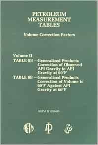 Petroleum Measurement Tables (Volume Correction Factors) Volume 2: ...