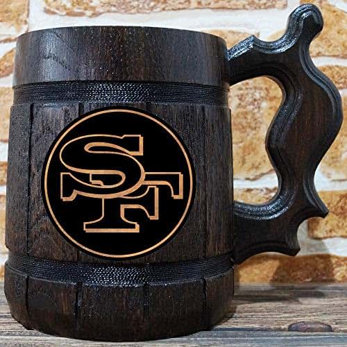 Amazon.com: San Francisco 49ers Beer Mug, American Football Wooden Beer ...