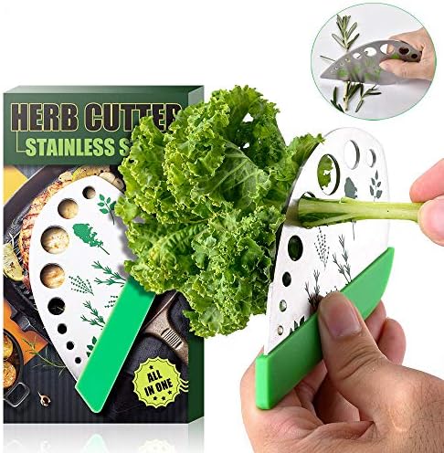 Herb Leaf Stripper with Chopper, Stainless Steel Vegetable Stem Scraper ...