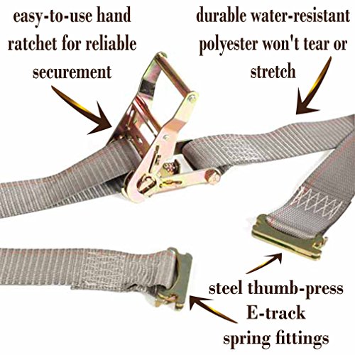 2 E Track Ratchet Straps, 2" x 16' Durable Ratcheting Cargo Strap TieDowns | Heavy Duty ...