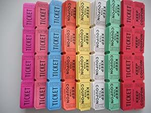 Amazon.com : 800 50/50 RAFFLE TICKETS 100 OF 8 DIFFERENT COLORS ...