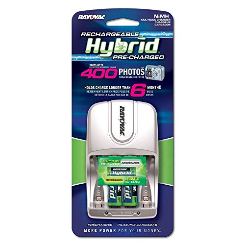 Rayovac Rechargeable Hybrid Charger, 4-position AA/AAA Hybrid Battery ...