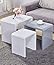 GOLDFAN Nest of 3 tables Morden High Gloss Coffee Table Set Living Room Bedside Tables,Multi ...