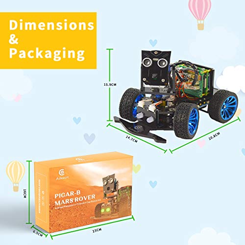 Adeept Mars Rover PiCar-B Robot Car Kit for Raspberry Pi 4 3 Model B B+ 2B, Voice Recognition ...