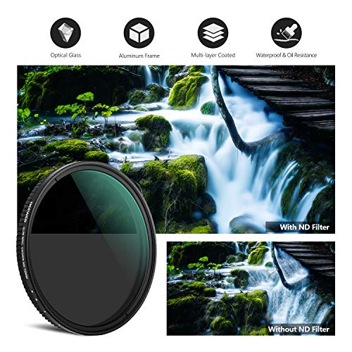 Neewer 72mm Variable ND Filter, ND2-ND32 (1–5 Stops) Adjustable Neutral ...