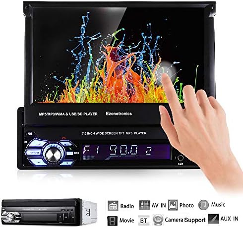 Single 1 Din Flip Touch Screen Car Stereo,in Dash 1080P Retractable Car ...
