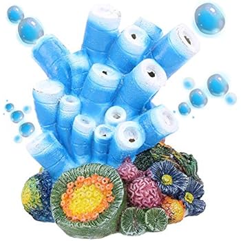Amazon.com : Aquarium Decor Air Bubble Stone Blue Coral Starfish Oxygen ...