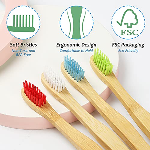 Mident Natural Bamboo Toothbrush Soft, Eco-Friendly Toothbrushes with ...