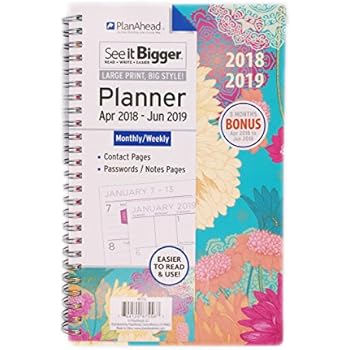Amazon.com : PlanAhead Plan Ahead See It Bigger 2 Year Monthly Planner, 2017-2018, Assorted ...