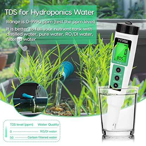 YINMIK EC TDS Meter 4 in 1 Conductivity TDS Salinity Temperature Meter ...