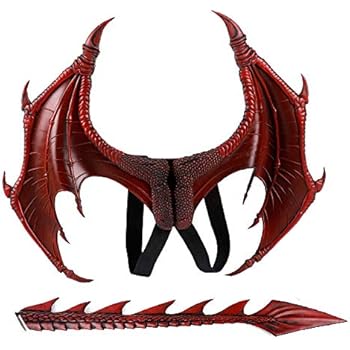 Amazon.com: Himine Dragon Wings Props Cosplay Wing with Tail (Red ...