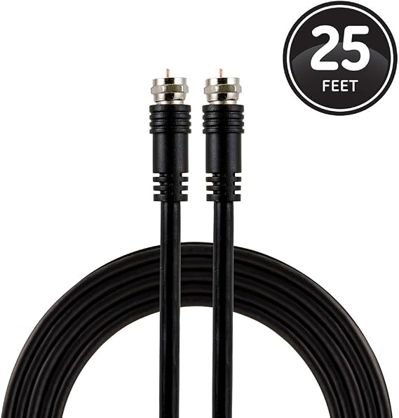 Amazon.com: GE RG59 Coaxial Cable 25ft. (7.6m), Black, F-Type ...