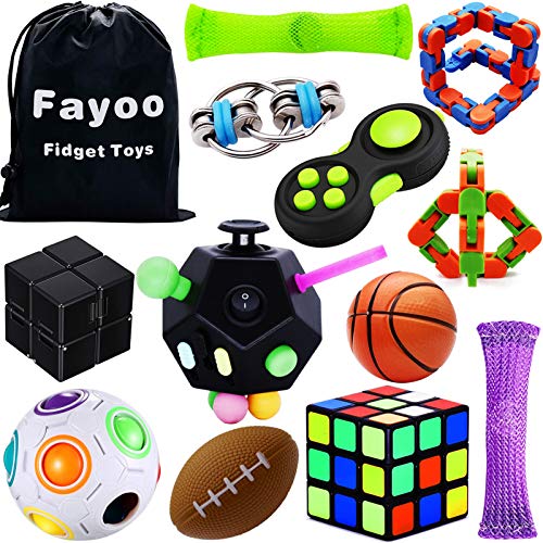 Fayoo Sensory Fidget Toys Pack for Kids and Adults Including 12 Sided ...